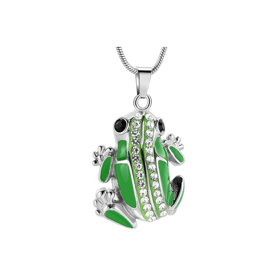 Frog Urn Necklace for Ashes, Frog Cremation Jewelry, Green Frog Jewelry ...