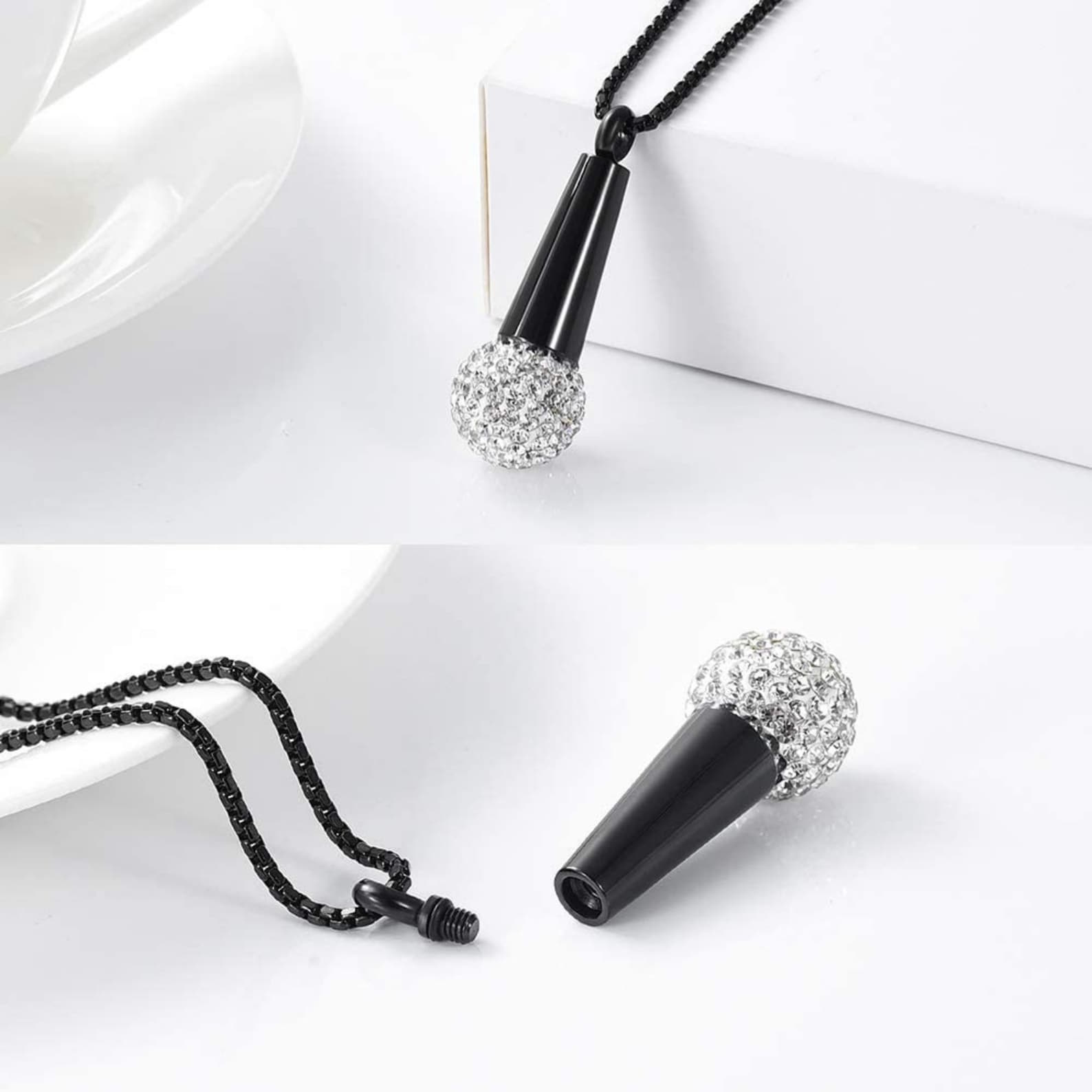 Microphone Urn Necklace Mic Necklace Microphone Necklace - Etsy