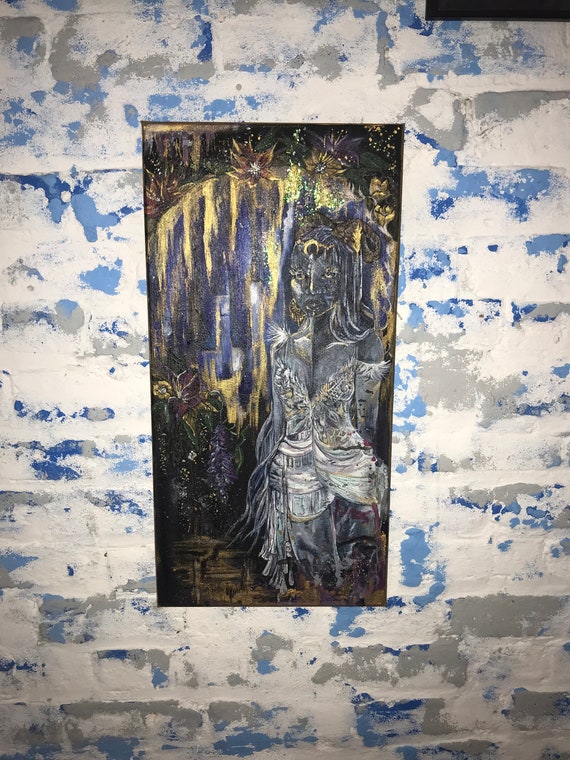 Blue Lady Canvas Painting - Etsy