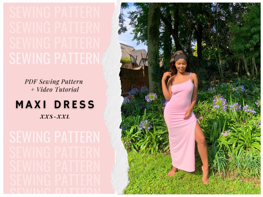 Maxi Dress Sewing Pattern One Shoulder Dress Pattern Bodycon - Etsy
