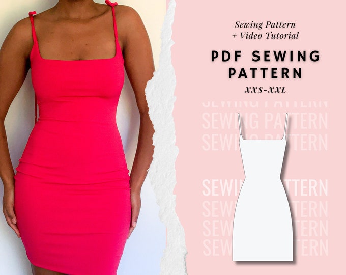 Bodycon Dress Sewing Pattern Women's Dress Pattern Short Dress Pattern ...