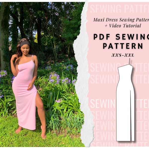 One Shoulder Dress Pattern - Etsy