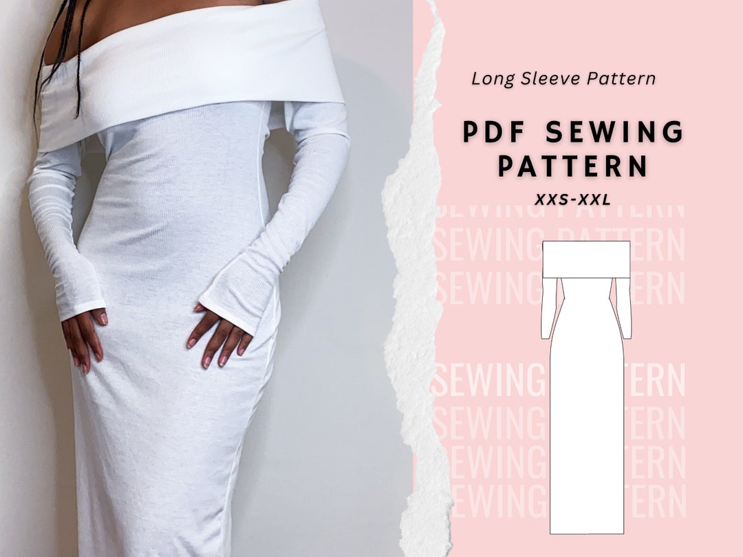 Off Shoulder Maxi Slit Dress Pattern Womens Dress Sewing - Etsy