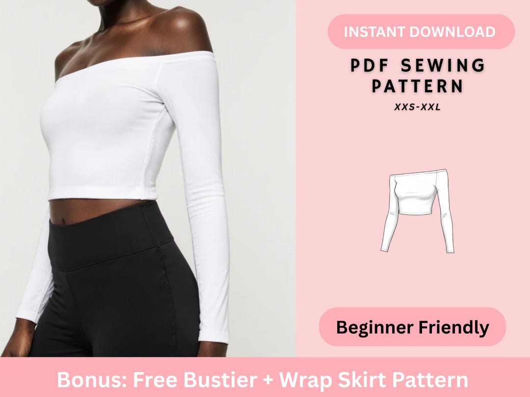 Off Shoulder Top Pattern, Tube Top Pattern, Women's Sewing Patterns ...