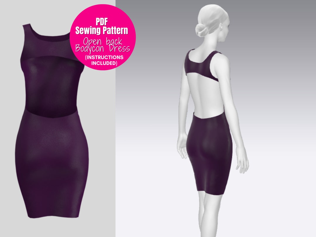 Cutout Dress Pattern| Backless Dress Pattern| Open Back Dress| PDF ...