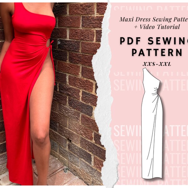 One Shoulder Dress Pattern - Etsy