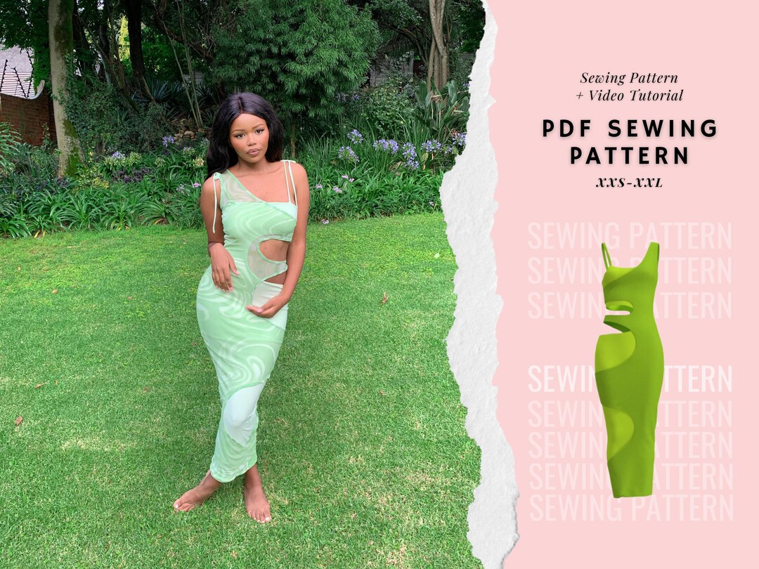Bodycon Dress Sewing Pattern, Midi Dress, Maxi Dress, Sewing Patterns ...