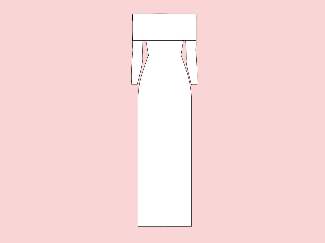 Off Shoulder Maxi Slit Dress Pattern, Womens Dress Sewing Pattern ...