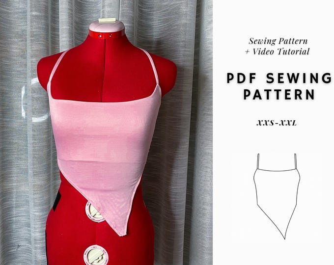 Y2K Cami Top Sewing Pattern, Lace up Back PDF Pattern, Crop Top Women ...