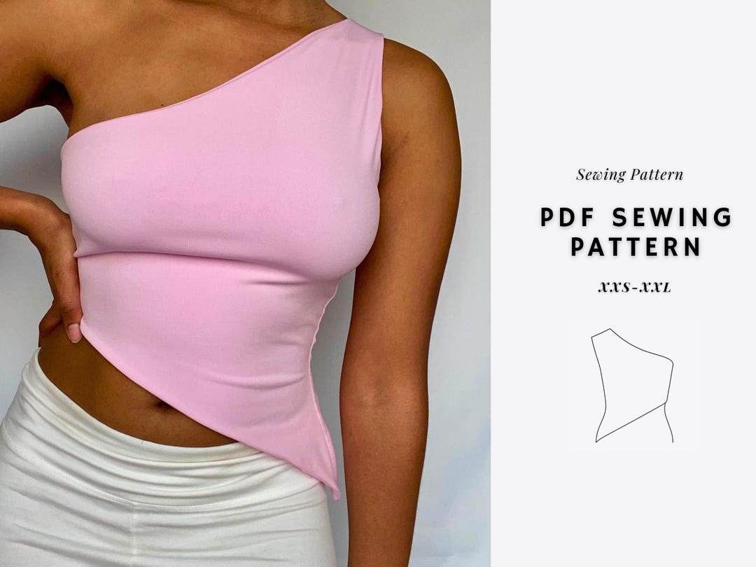 Asymmetrical Bandeau Top Sewing Pattern: One-shoulder Design (PDF ...