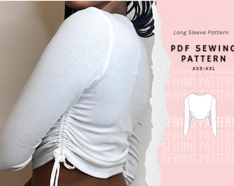 One Shoulder Top Sewing Pattern, Long Sleeve Top Pattern, Womens Top ...