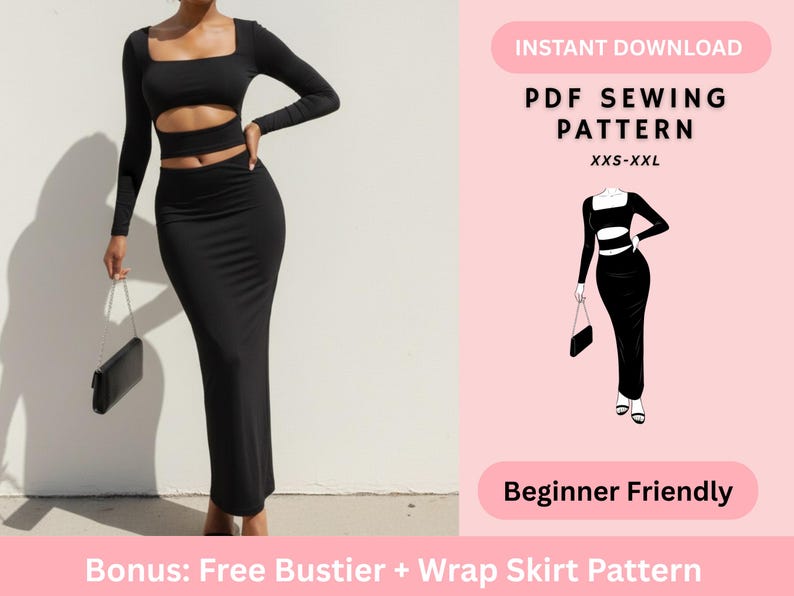 Midi Skirt Pattern, Bodycon, Tight Fitting, Womens Sewing Patterns - Etsy