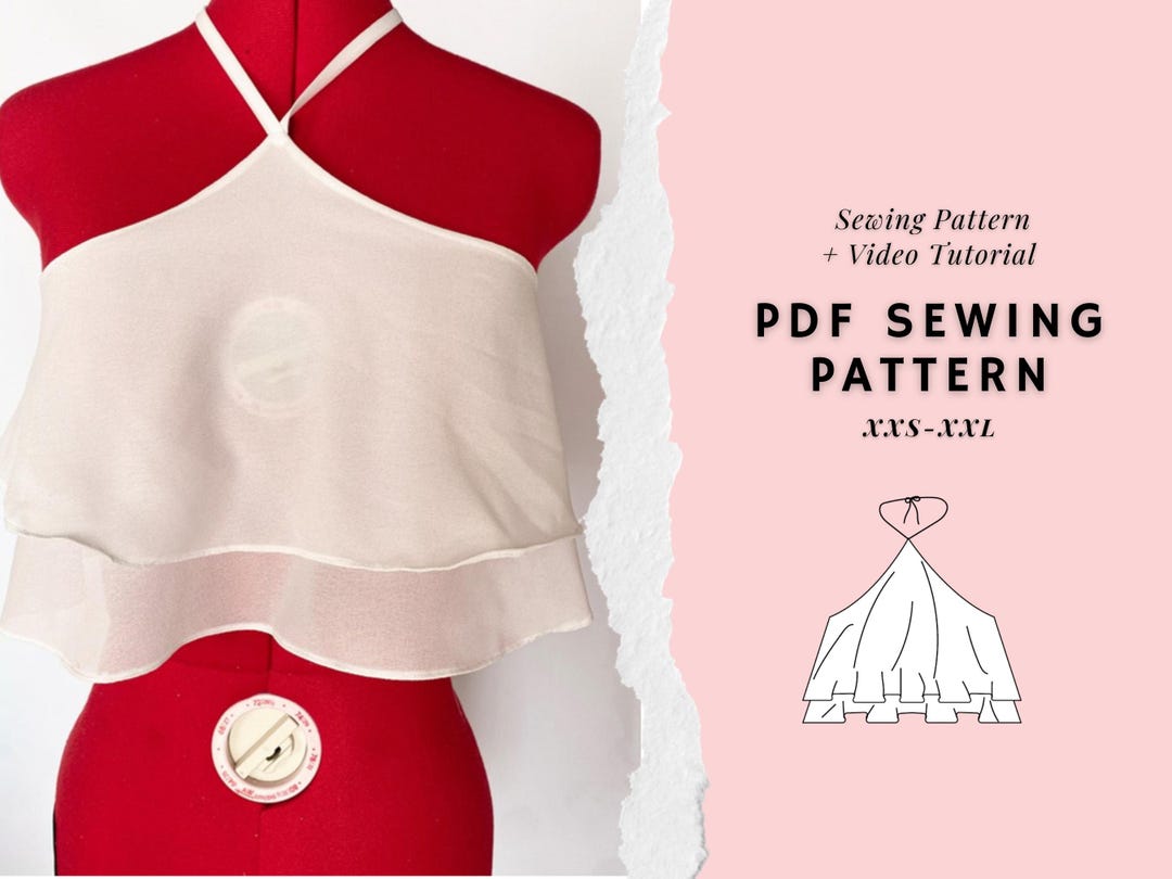 Ruffled Top Pattern, Halter Top Pattern, Womens Top Sewing Pattern ...