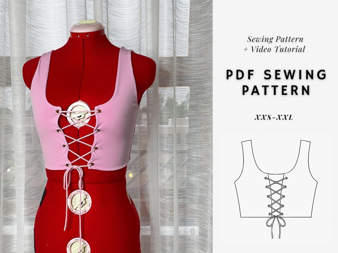 Crop Top Sewing Pattern| Lace up Top | Y2K Crop Top| Women's Top ...