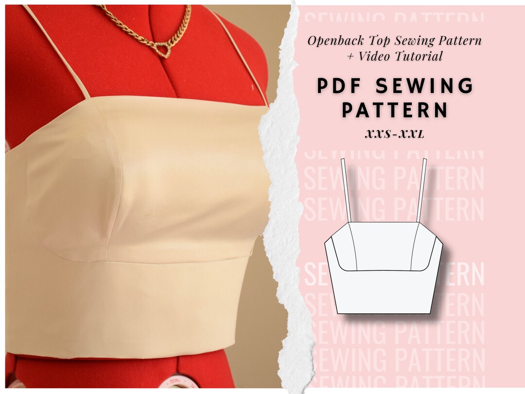 Bustier Top Pattern, Tie Back Back Patter, Summer Top Pattern, Women's ...