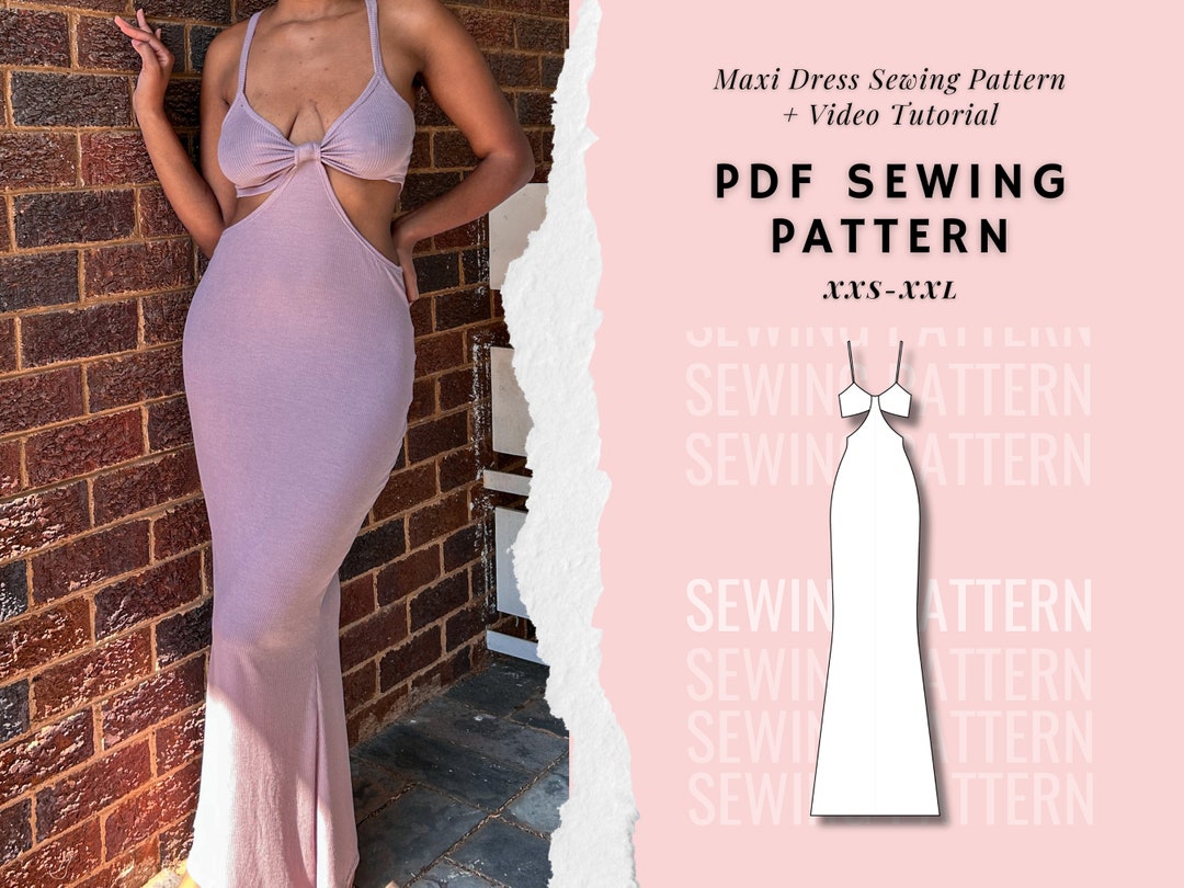 Maxi Dress Sewing Pattern, Digital Pattern, Bodycon Dress Pattern, Sewing Patterns for Women ...