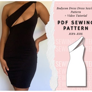 Bodycon Dress Sewing Pattern Women's Dress Pattern Short Dress Pattern ...