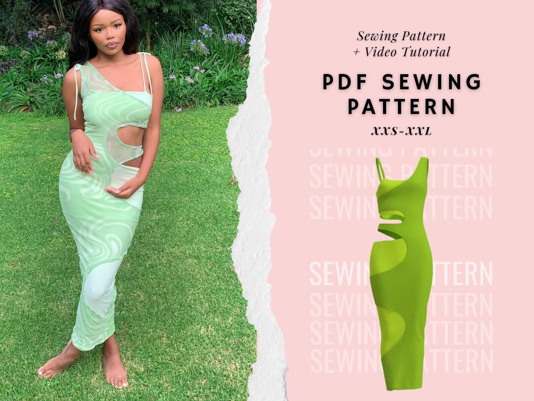 Bodycon Dress Sewing Pattern, Midi Dress, Maxi Dress, Sewing Patterns ...