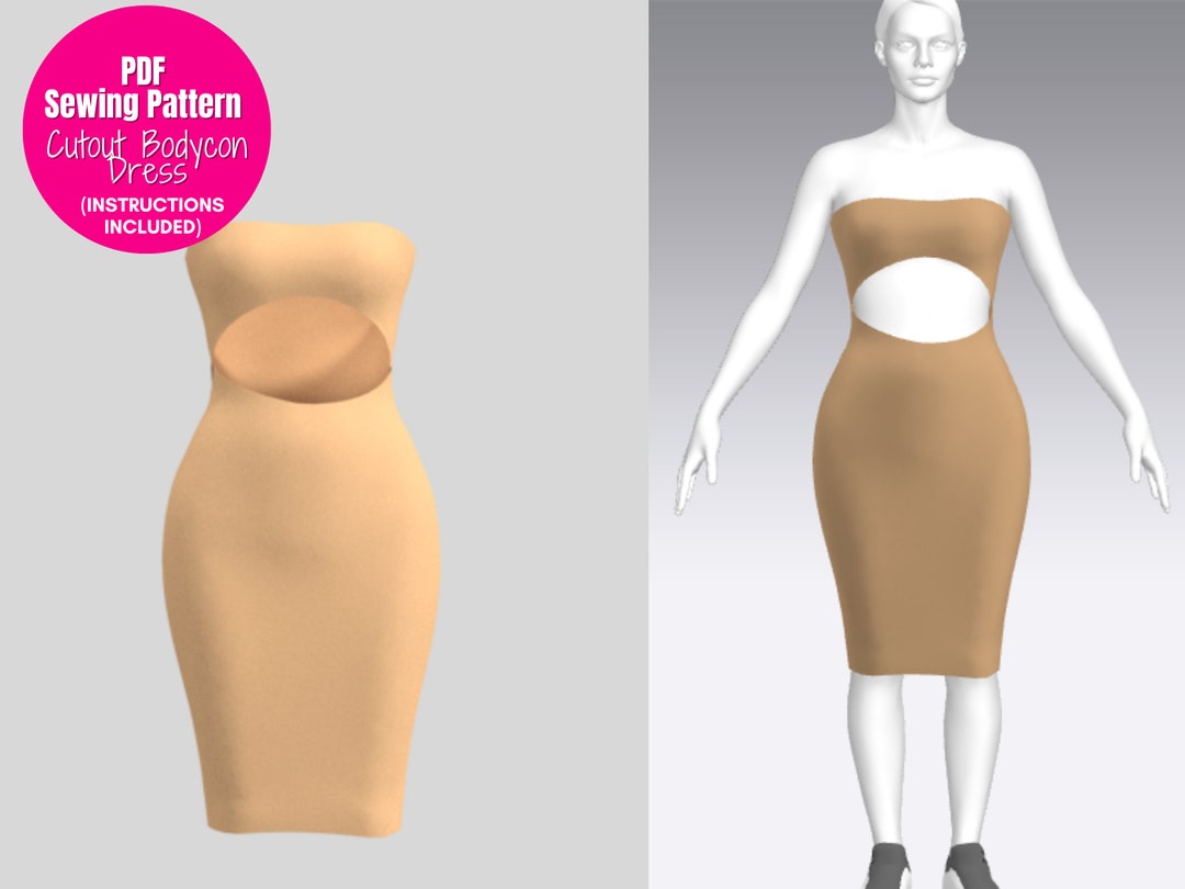 Cutout Dress Sewing Pattern, Tube Dress, Cutout Knit Dress, Dresses ...