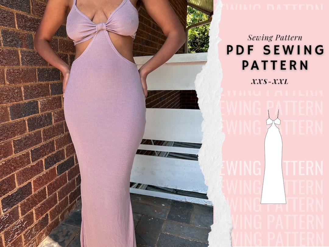 Maxi Dress Sewing Pattern, Digital Pattern, Bodycon Dress Pattern ...