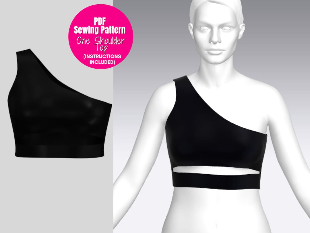 One Shoulder Top Sewing Pattern| Asymmetrical Top| Sizes XXS-XXL ...