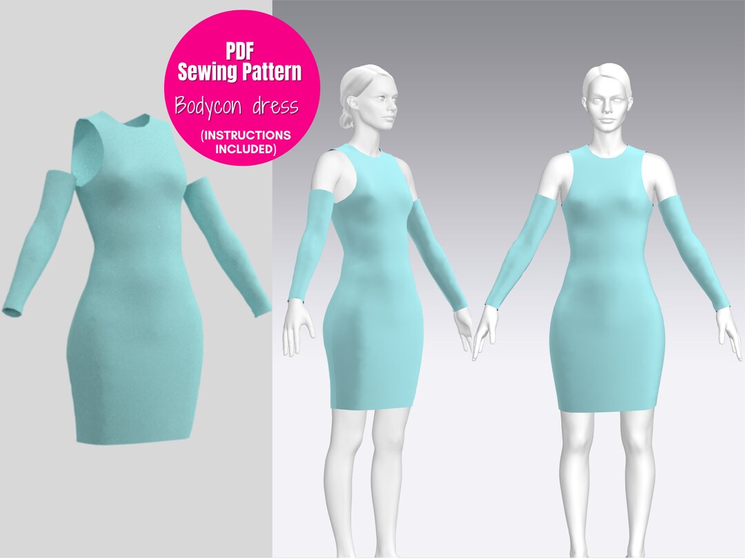 Bodycon Dress Pattern| Sleeve Dress| Dress Sewing Patterns |women's ...
