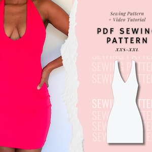 Halter Dress Sewing Pattern, Bodycon Dress Sewing Pattern, Dress ...