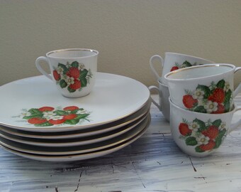 Strawberry Tea Set - Etsy