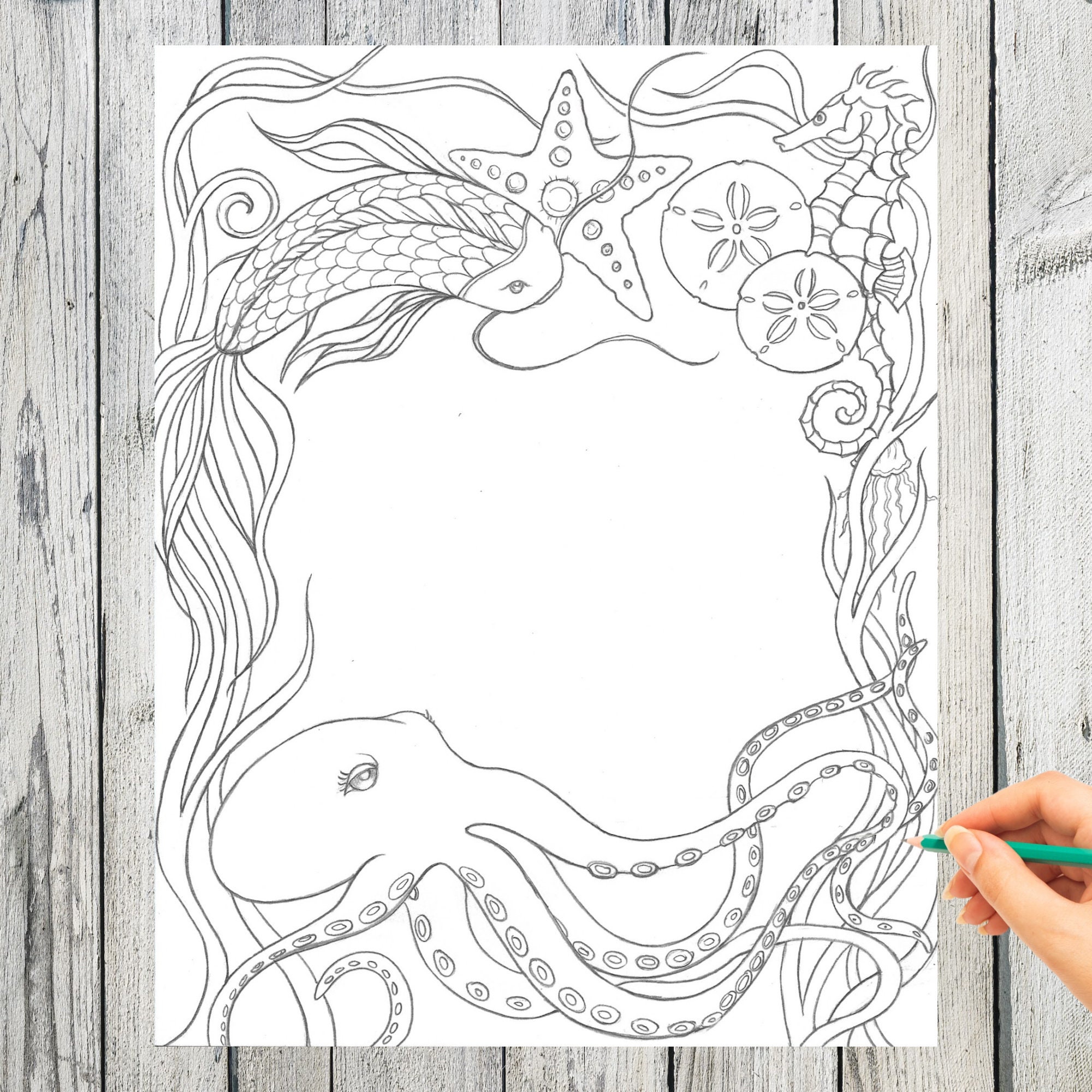 Octopus Coloring Page - Original Hand Drawn Design by Elisa Fasulo ...