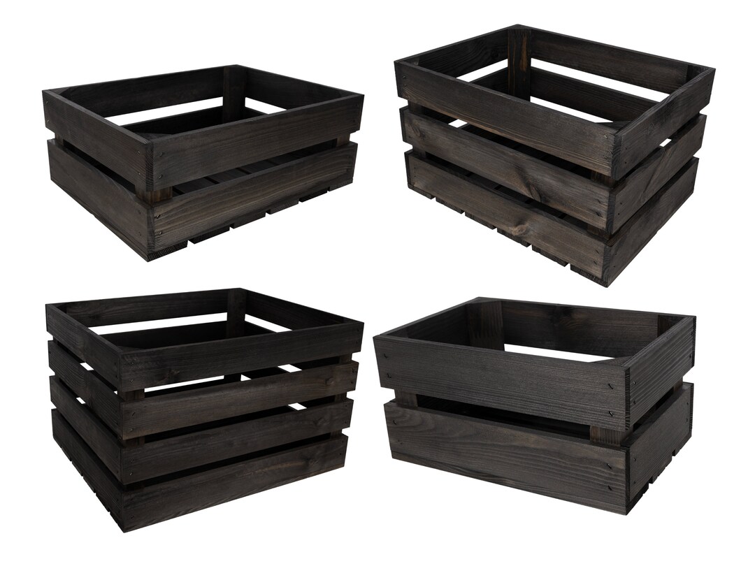 Large Wooden Storage Box 4 Sizes Natural Black Colour Vintage Keepsake ...
