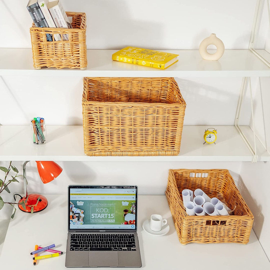 Large Wicker Crate With Handles 3 Variants Storage Box - Etsy