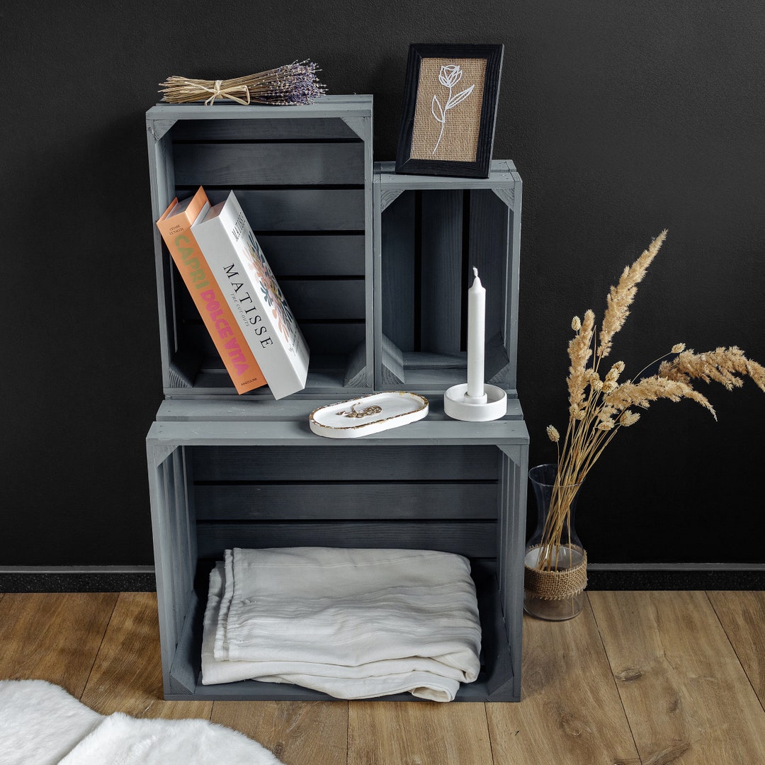 Large Wooden Storage Box 4 Sizes Natural Grey Colour Vintage Keepsake ...