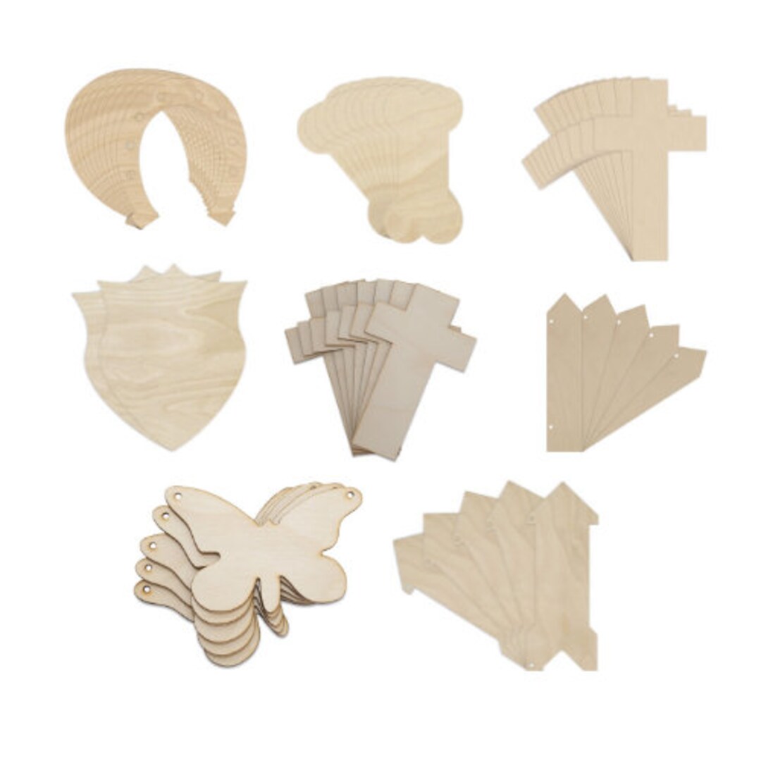 Wooden Shapes Plywood Cutouts 8 Variants Plain Unpainted - Etsy