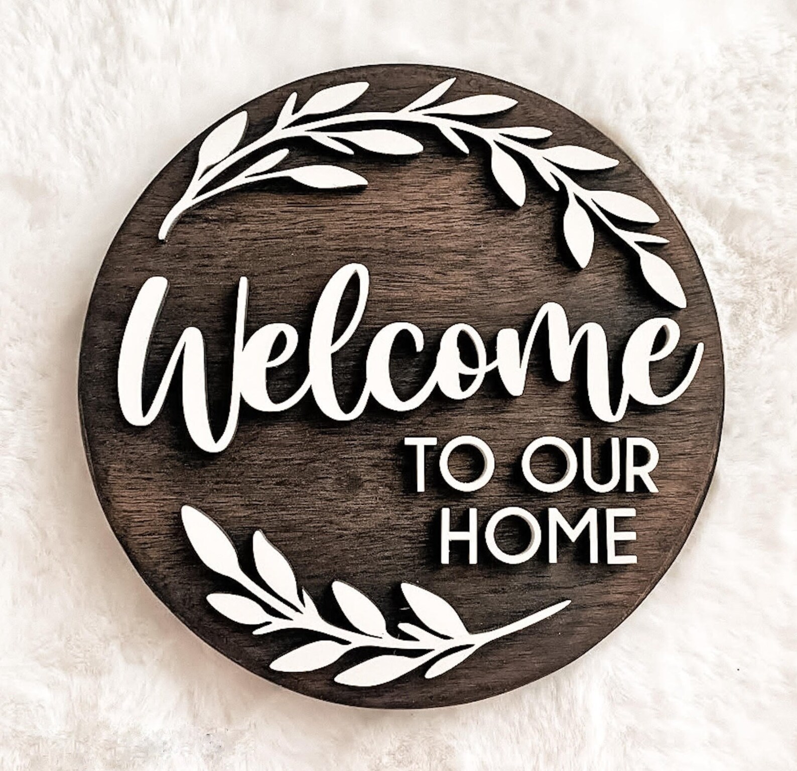 3D Welcome Home Wood Sign: Round Entry Decor - Etsy