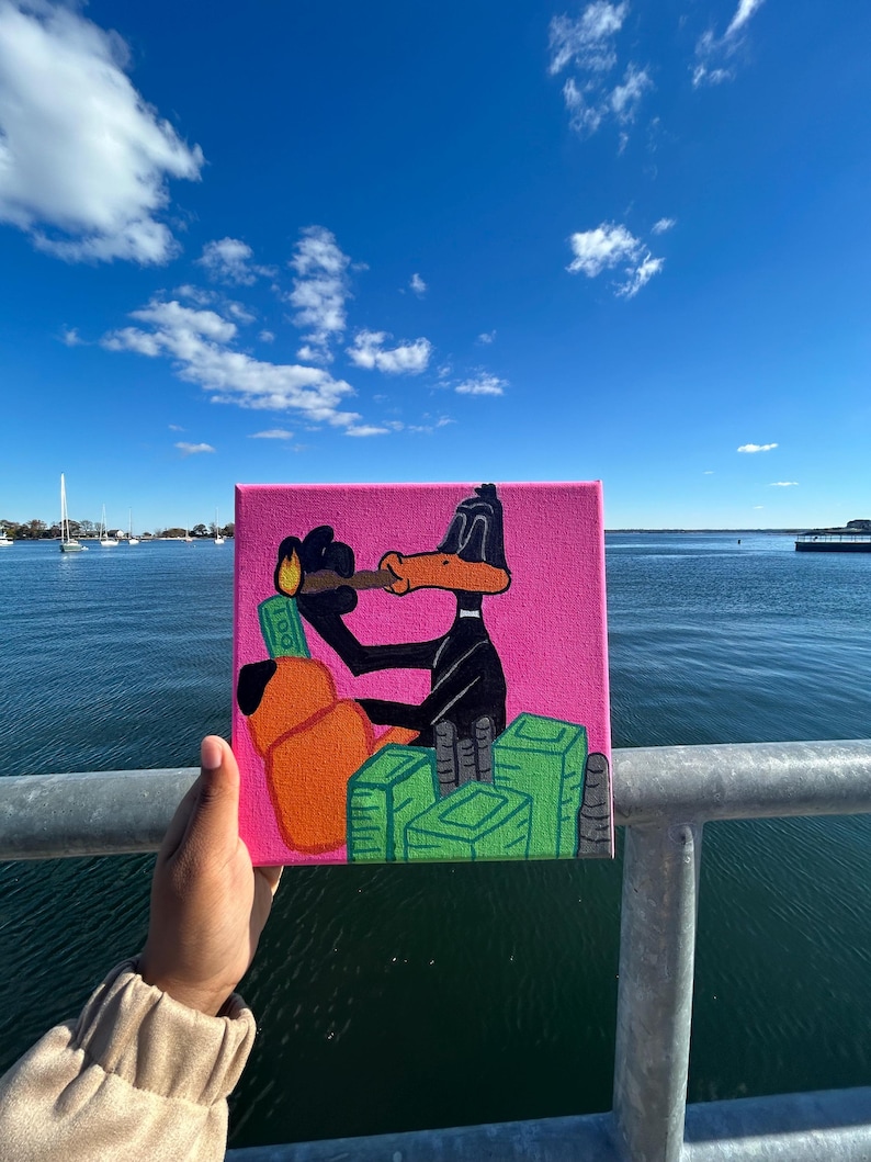 8x8 Daffy Duck Money Vibes Painting | Street Pop Art | Cartoon Luxury ...