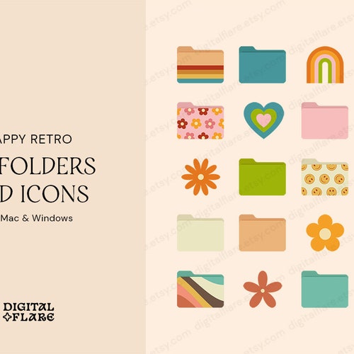 25 Cute Desktop Folder Icons for MAC and WINDOWS Desktop - Etsy Hong Kong