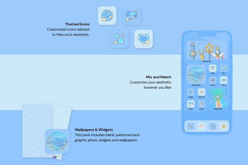 Mercury Ios Android Icon App Theme Pack Wallpaper Widgets Icons Blue Water Pastel Cute Kawaii ...