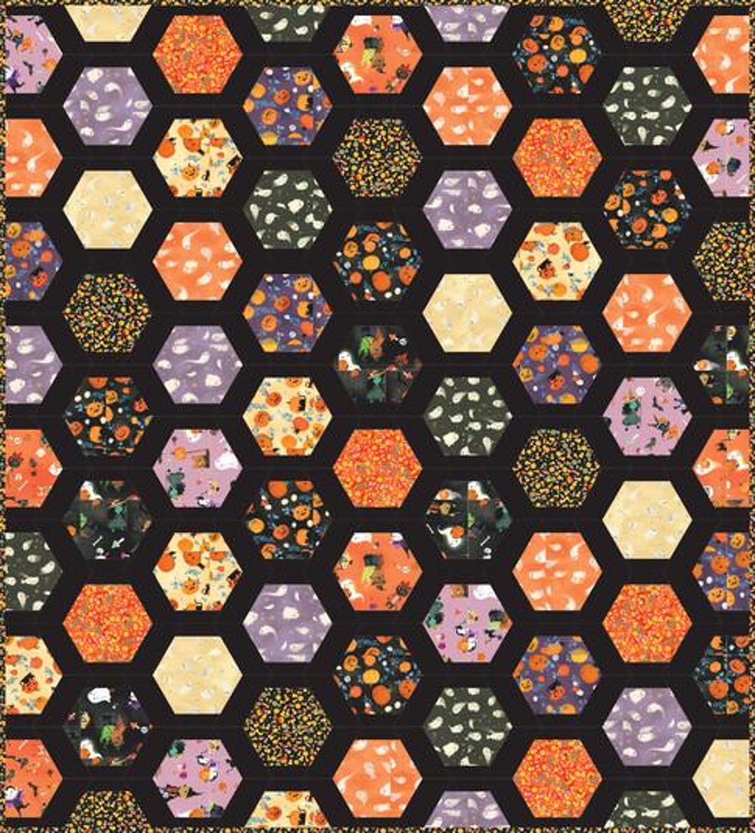 Hexie Framed 57" X 64" Quilt Kit Designed by Quilty Love With Pumpkin ...