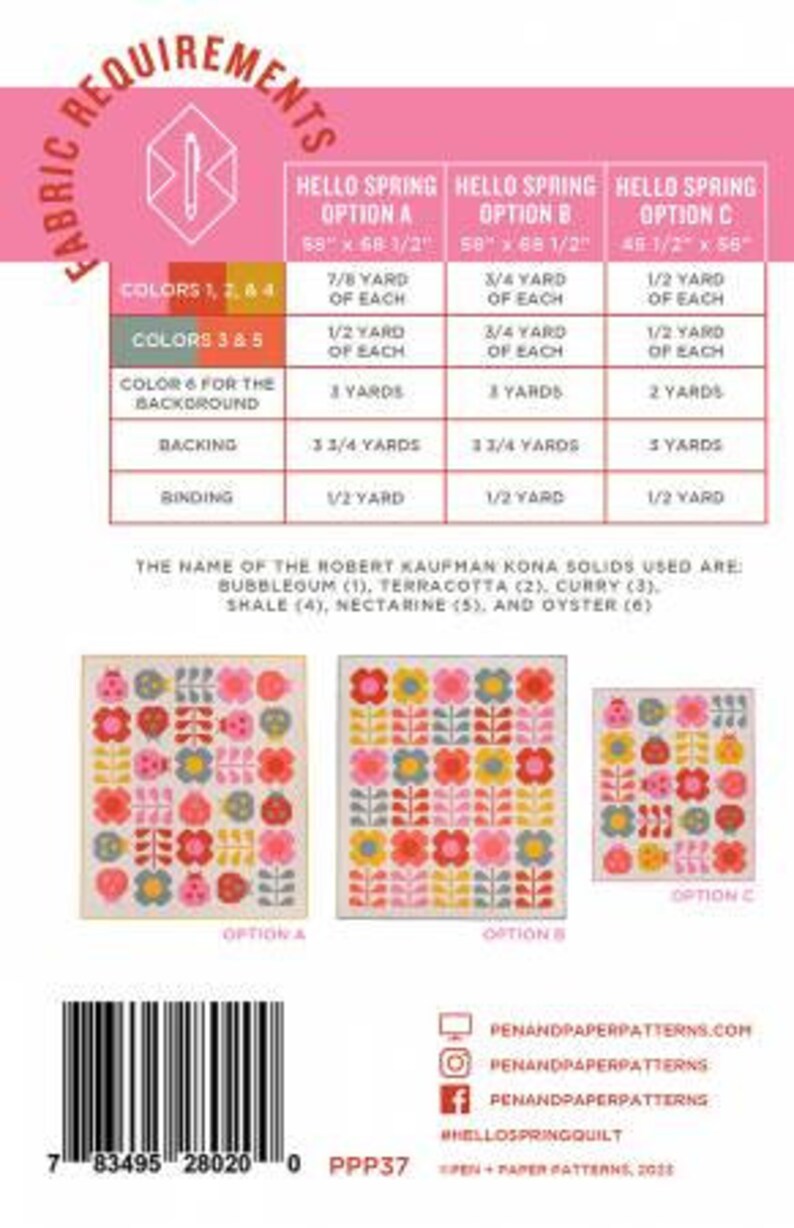Hello Spring 58" X 68.5" Quilt Kit Designed by Pen & Paper With A ...