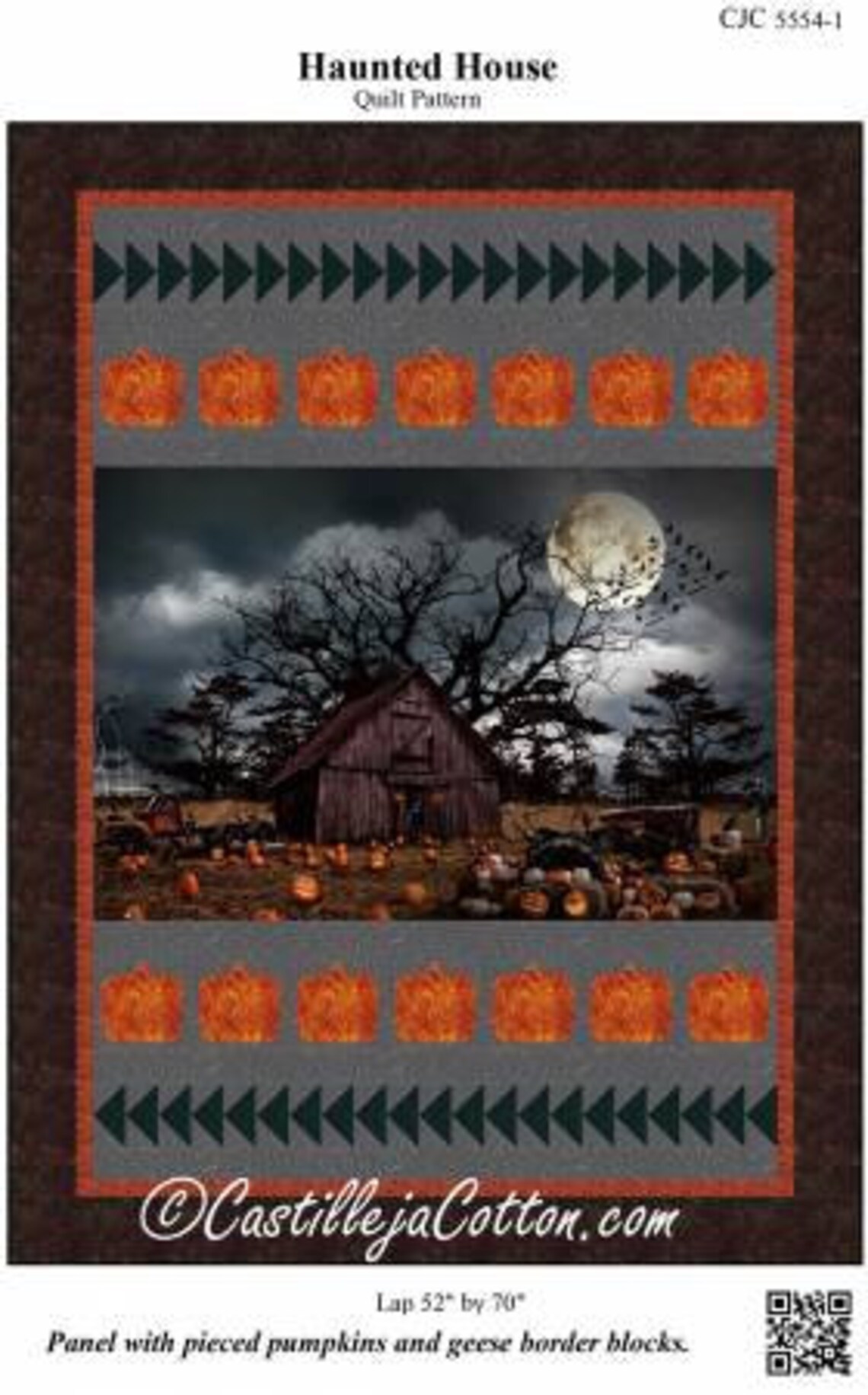 Haunted House 52" X 70" Halloween Lap Quilt Pattern From Castilleja ...