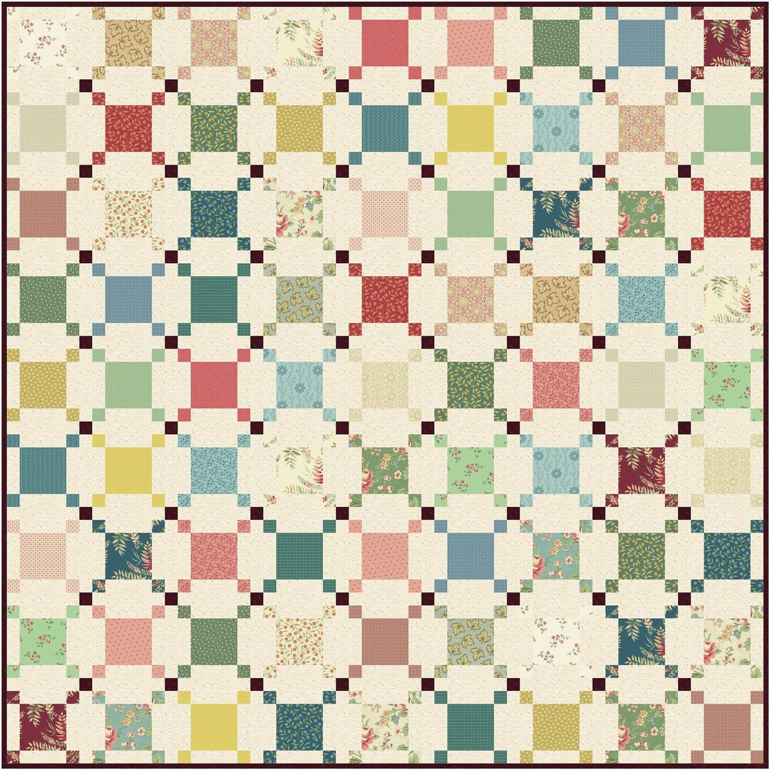 Nine Patch Square Dance 73" X 73" Quilt Kit Designed Wendy Sheppard With Seamstress Fabrics From ...