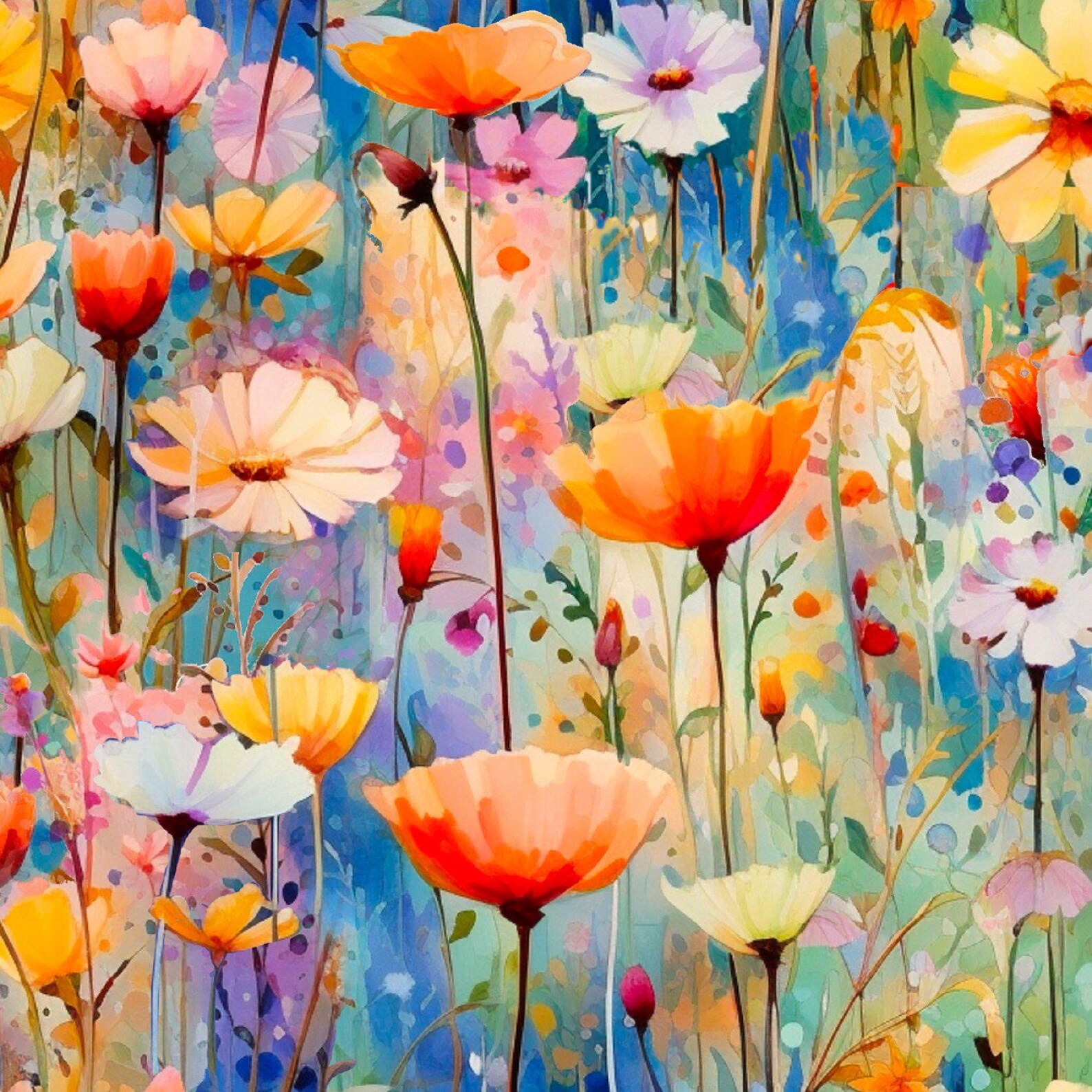 Hummingbird Bouquet Multi Poppy Field 22961-MLT Designed by Shawna ...