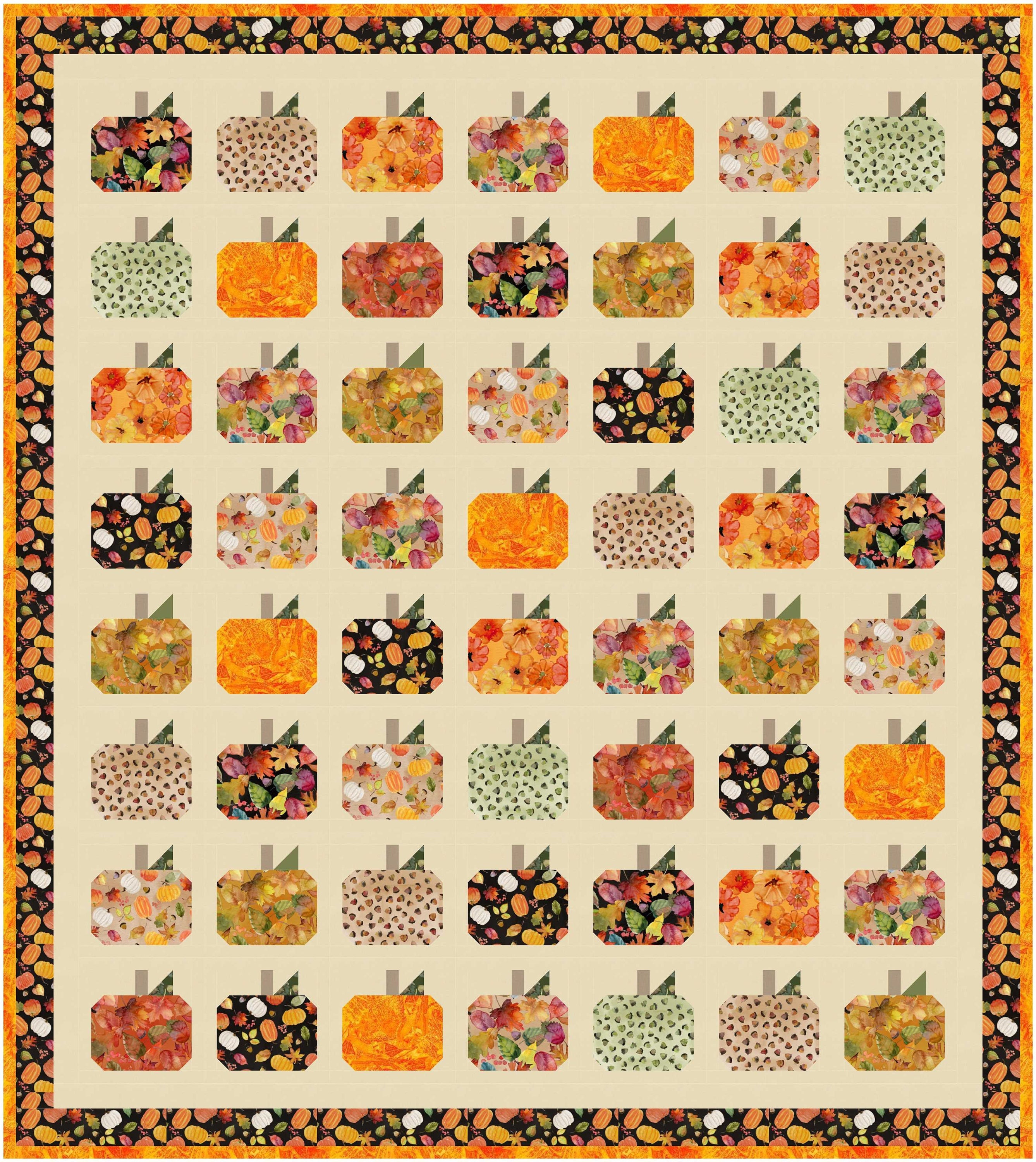 Pumpkin Quilt 40 X 45 Quilt Kit Designed by Wendy Sheppard With Gather ...