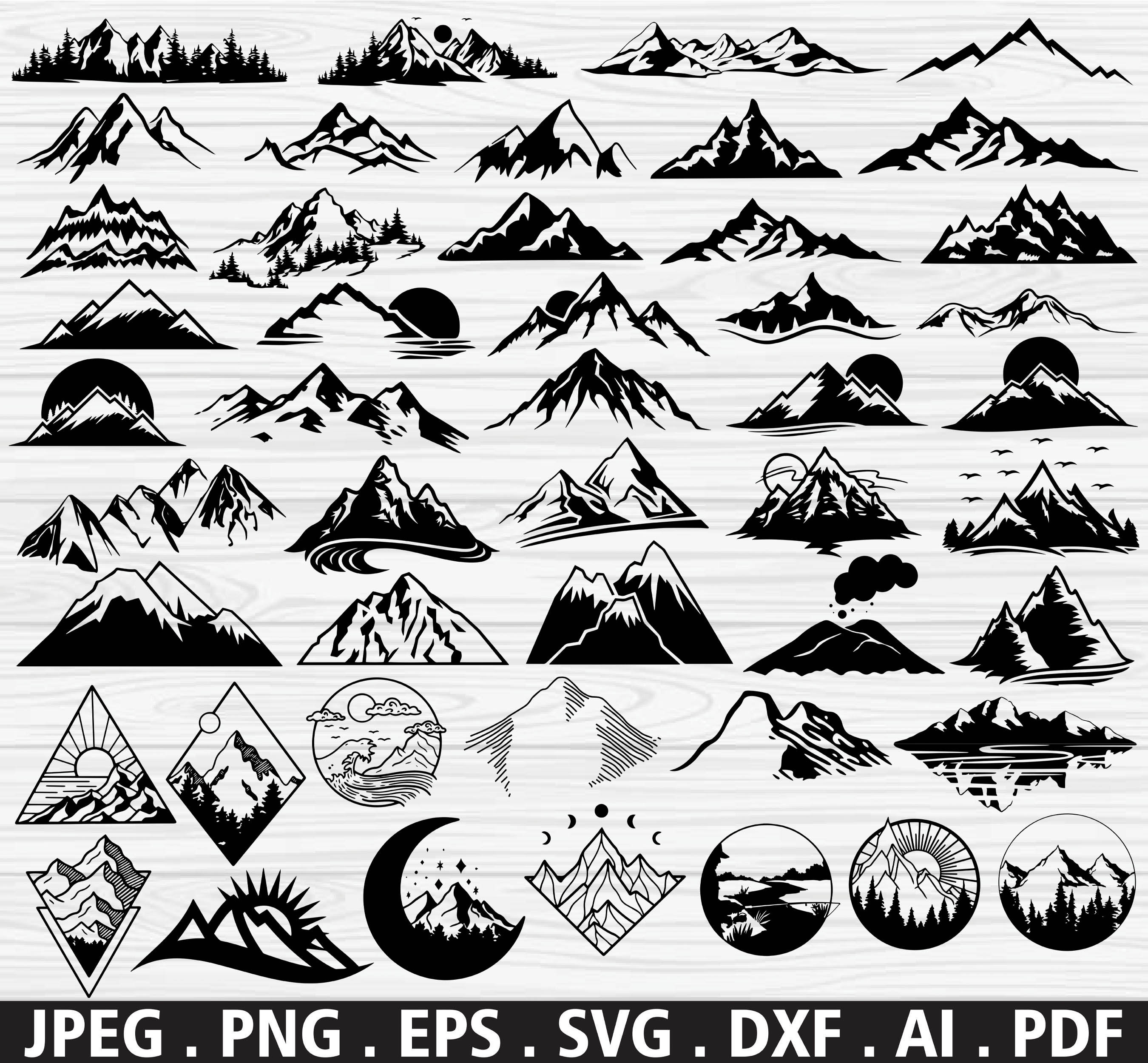 Mountains Svg Bundle, Landscape Svg Bundle, Mountains Clipart ...