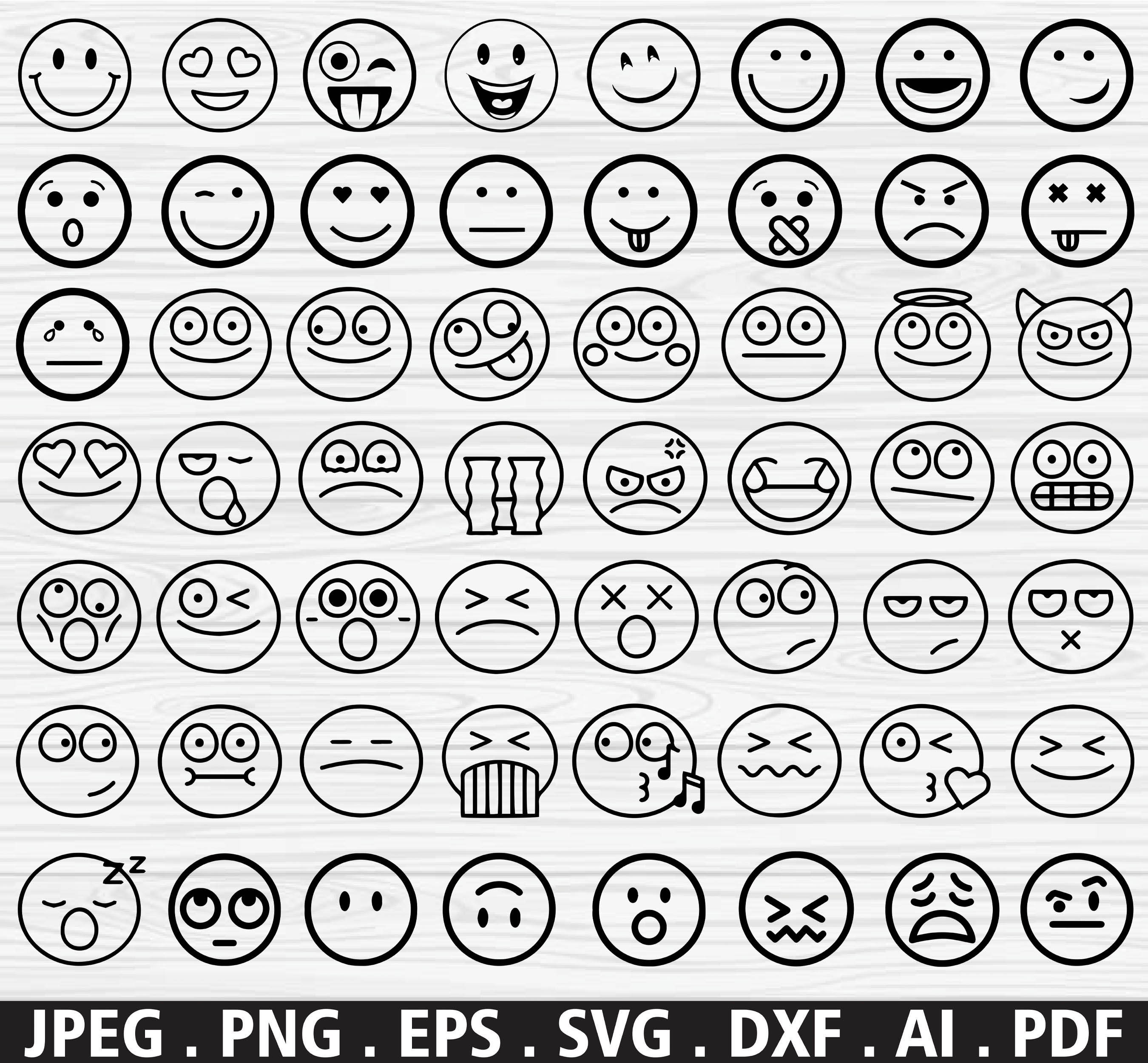 Smiley Face Svg Bundle, Emoji Svg Bundle, Smiling Face Cut File, Happy ...
