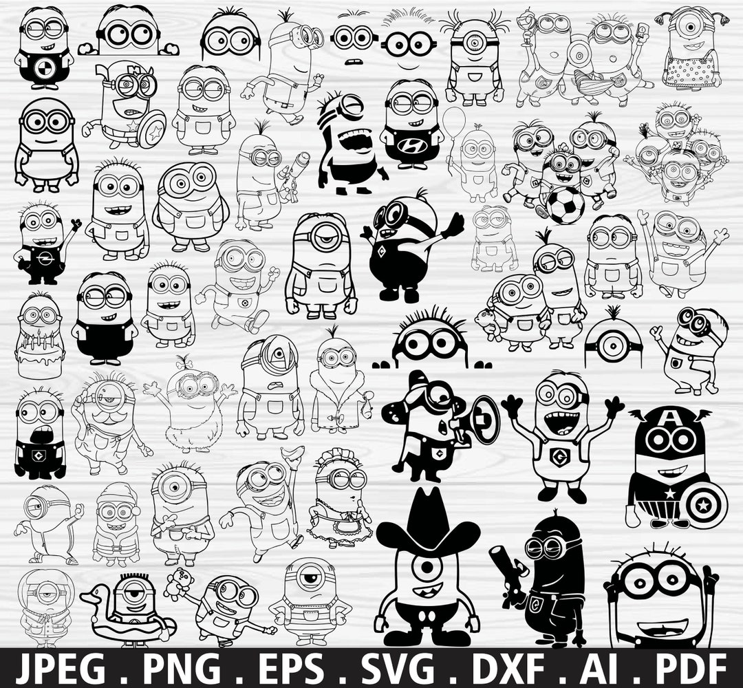 Minions Svg Bundle, Minions Clipart, Minions Outline Svg, Minions Cut ...