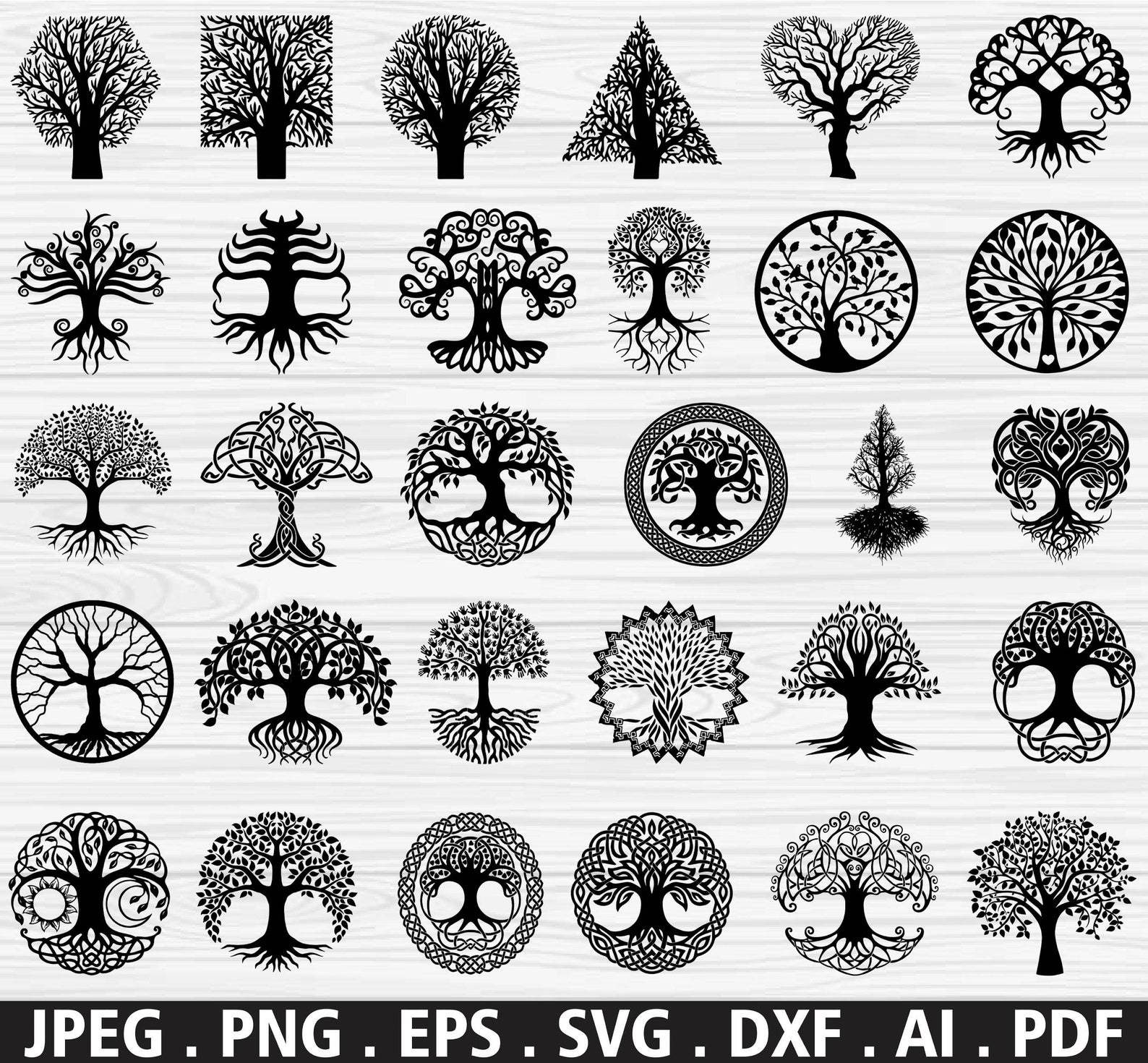 Tree Svg Bundle, Tree Silhouette Svg Bundle, Tree of Life Svg Bundle ...