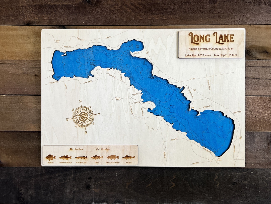 Long Lake alpena & Presque Isle Co MI Wooden Engraved - Etsy