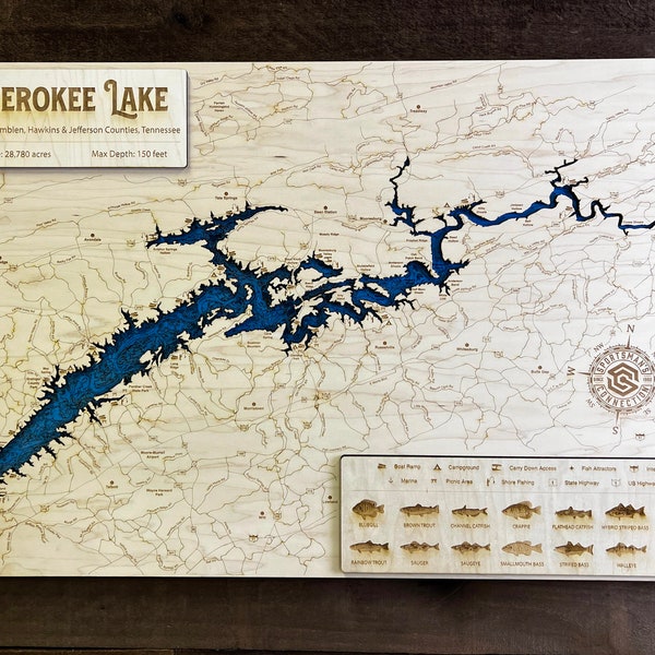 Cherokee Lake Tn Map - Etsy