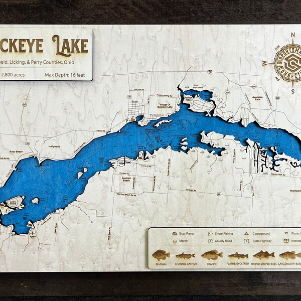 Nautical Map of Buckeye Lake Ohio - Etsy